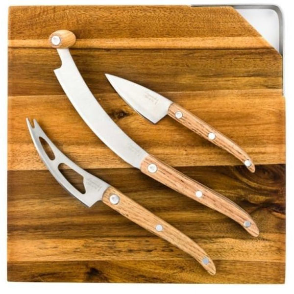 Laguiole innovation line. Style de Vie Acacia Serveerplank met 3 Kaasm